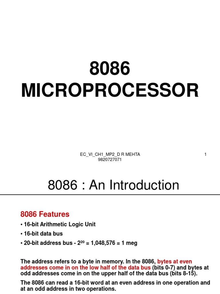 8086 Microprocessor: 1 Ec - Vi - Ch1 - Mp2 - D R Mehta 9820727071 | PDF ...