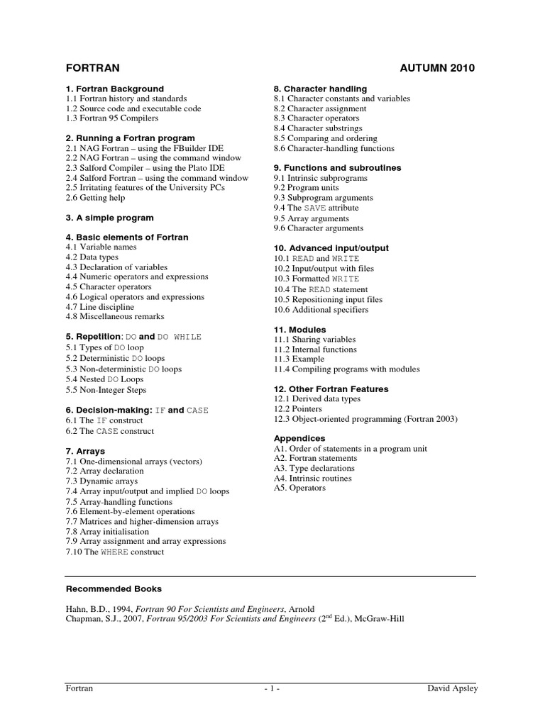Fortran Programming Basics and Compilers | PDF | Control Flow | Data Type