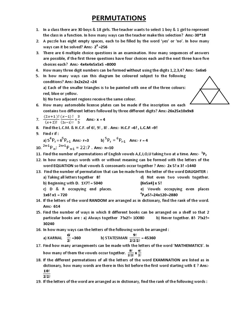Permutation And Combination 11 Pdf Permutation Languages