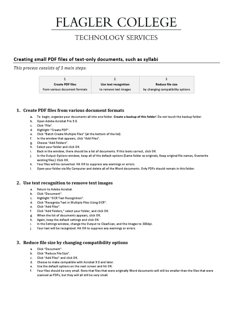 Creating Small PDF Files Of Text Only Documents Such As Syllabi PDF