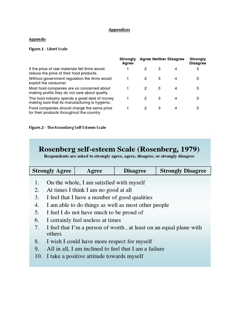 Rosenberg Self-Esteem Scale (Rosenberg, 1979) : Strongly Disagree ...