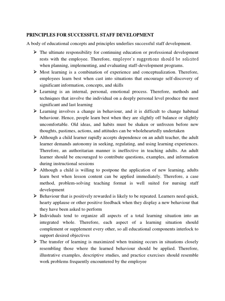 Principles of Effective Staff Development | PDF | Career & Growth ...