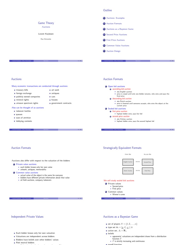 6 Auctions Handout | PDF | Auction | Auction Theory