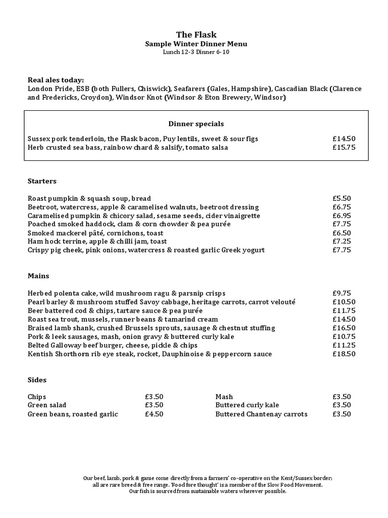 Sample Winter Dinner Menu | PDF | Cheddar Cheese | Sausage