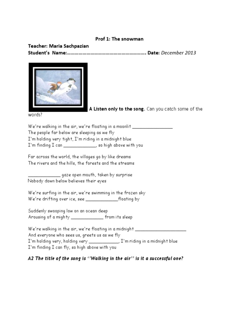 Snowman Story and Song Activity Guide | PDF | Leisure | Nature