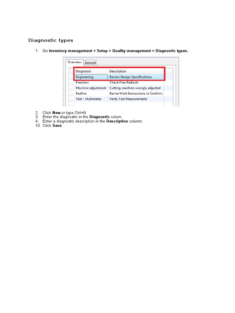 How to Set Up Diagnostic Types | PDF