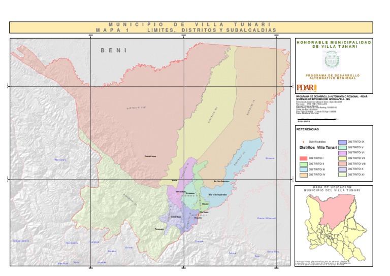 Municipio de Villa Tunari – Límites, distritos y subalcaldías (2006 ...