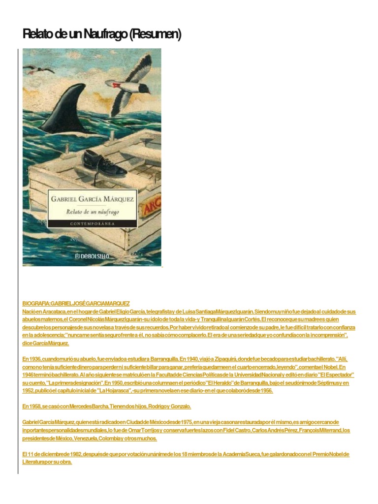 El Relato de Un Naufrago. Trabajo Final | PDF | Gabriel García Márquez ...
