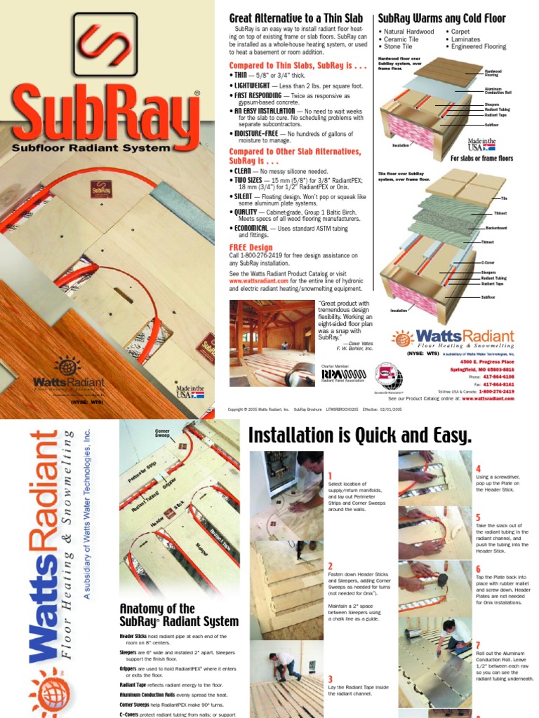 Watts Radiant SubRay Brochure | PDF | Plywood | Flooring