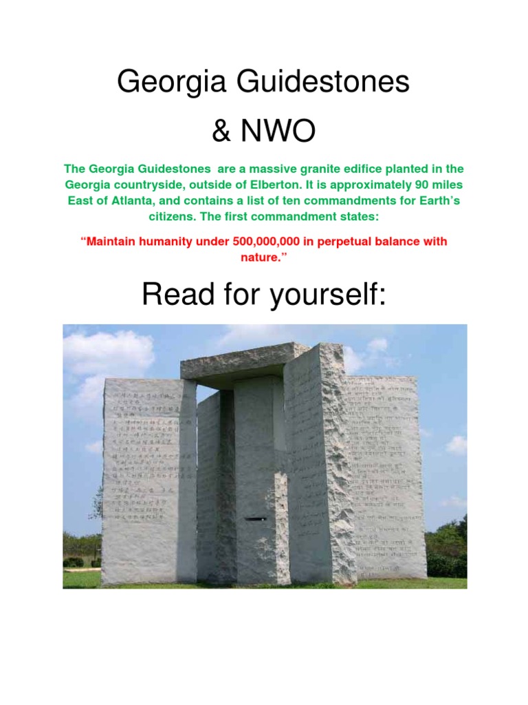 Georgia Guide Stones & NWO | PDF | Cloning | Human