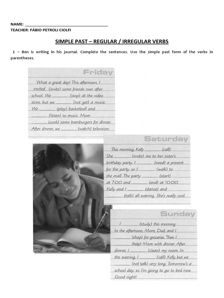Simple Past Verbs Exercise Worksheet | PDF