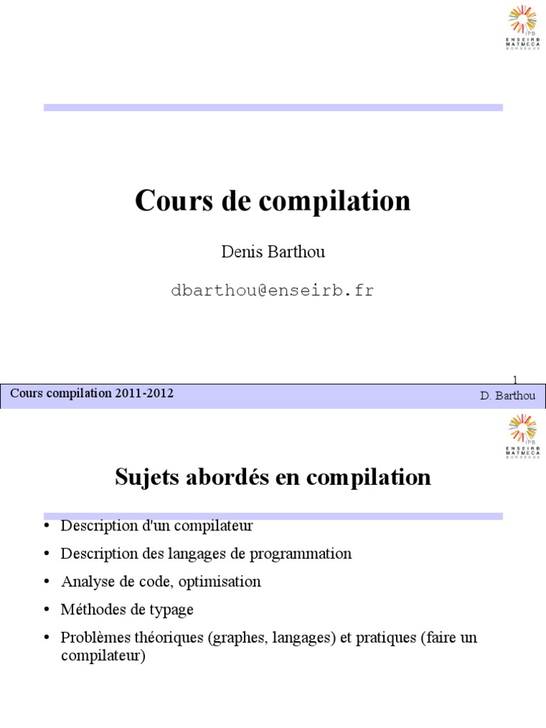 Cours Compilation | PDF | Compilateur | Informatique