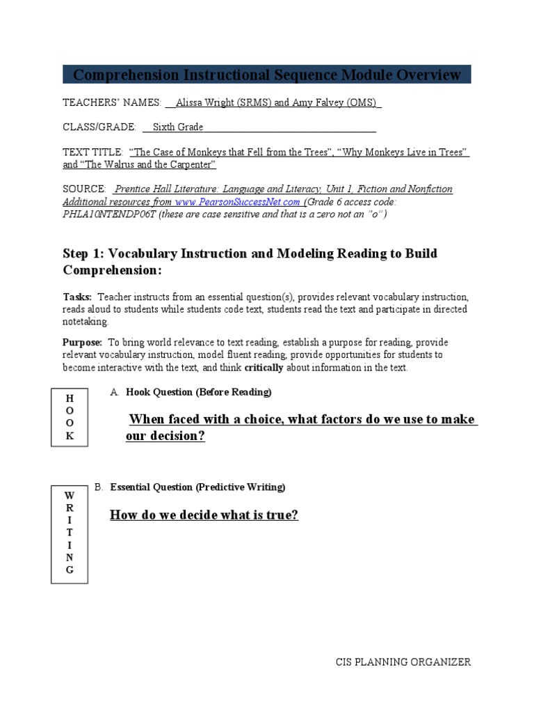 Monkeys Walrus and Carpenter Grade 6-Non-Fiction Short Story and Poetry ...