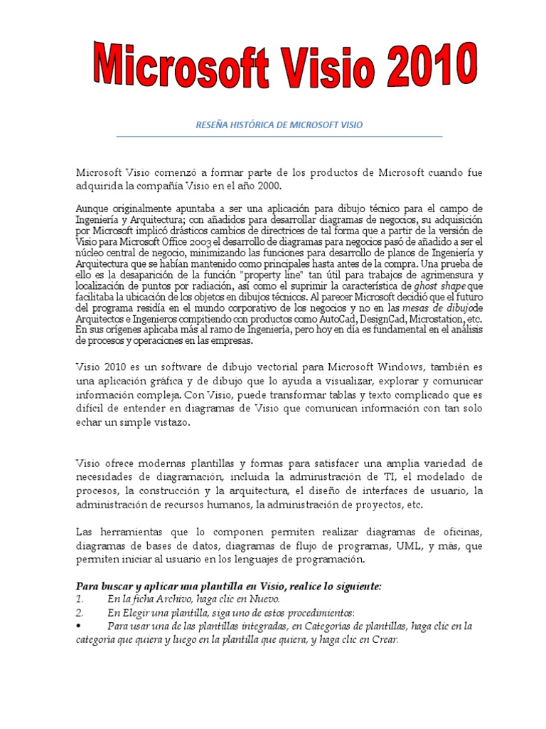 Historia y Funciones de Microsoft Visio | PDF | Software | Informática