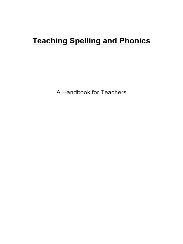 Spelling Handbook | PDF | Phonics | Curriculum
