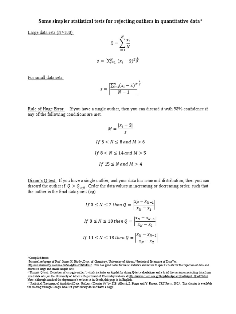 Outlier Handout | PDF | Outlier | Student's T Test