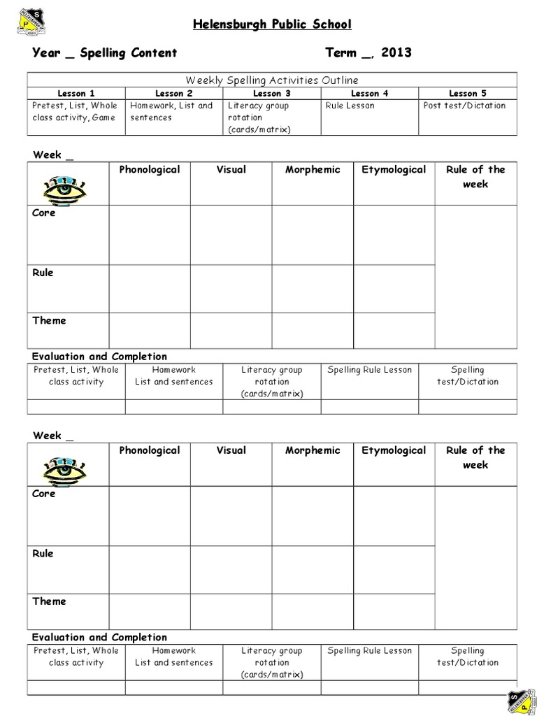 2013 Helensburgh School Spelling Plan | PDF