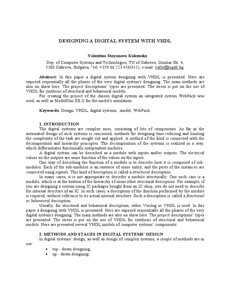 Designing A Digital System With VHDL | PDF | Hardware Description ...