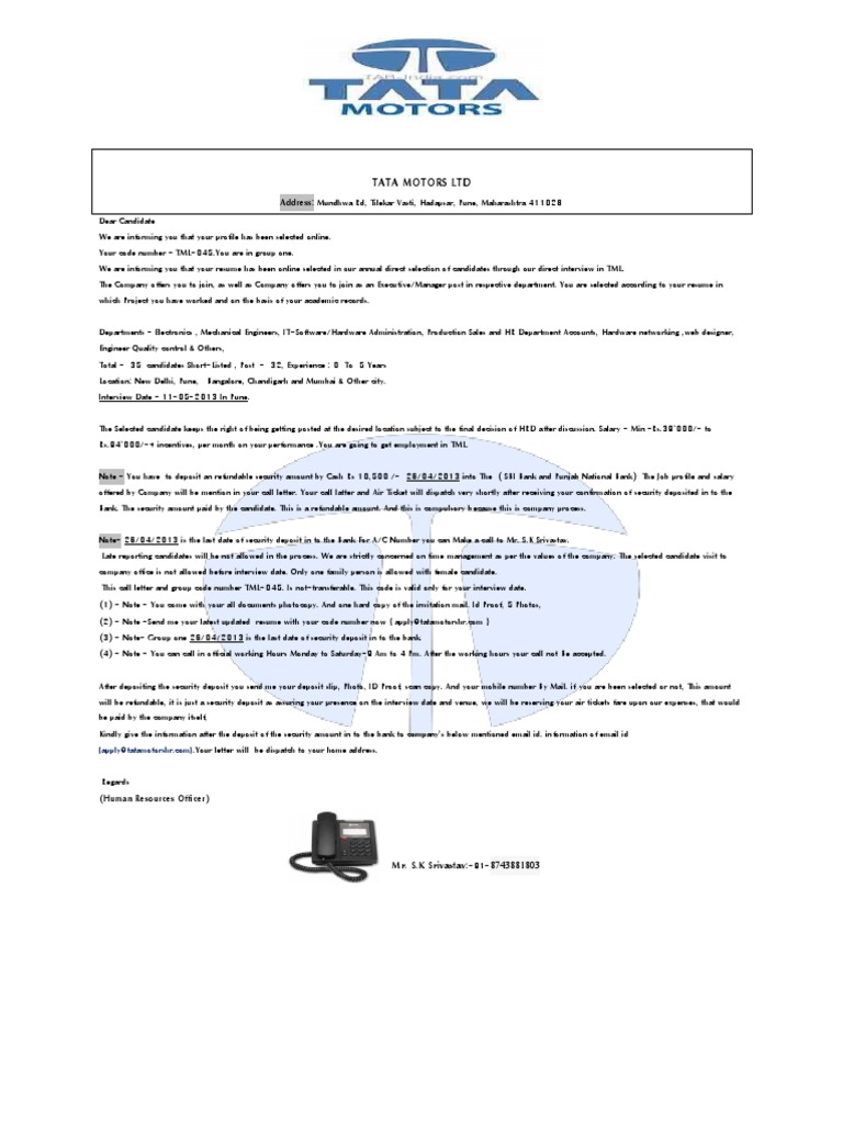 Tata Motors LTD: Address | PDF | Mail | Email