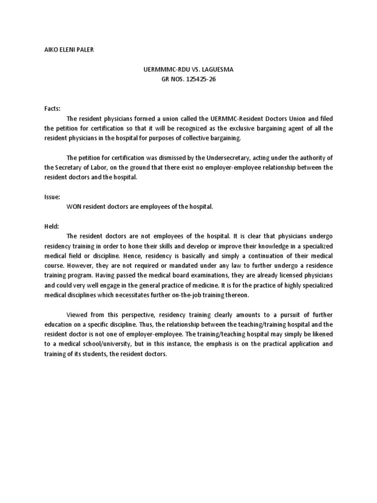 Labor Cases | PDF | Physician | Residency (Medicine)