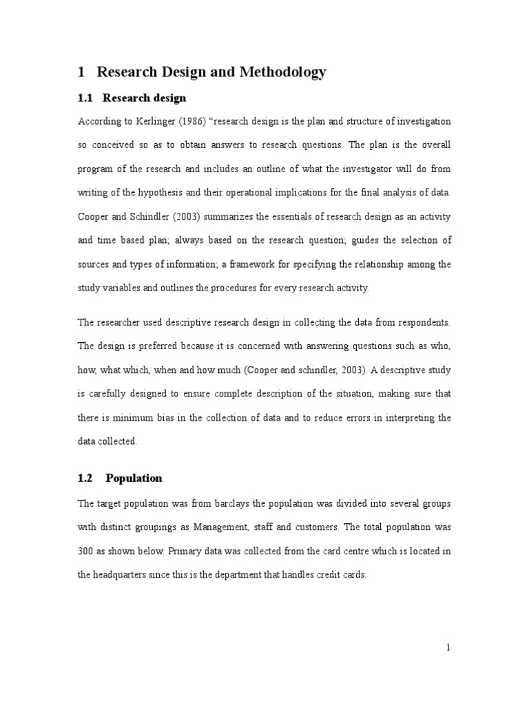 Descriptive Research Design Methodology