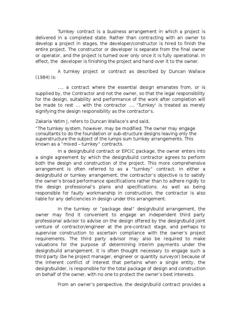 Turnkey Contract | PDF | General Contractor | Engineering