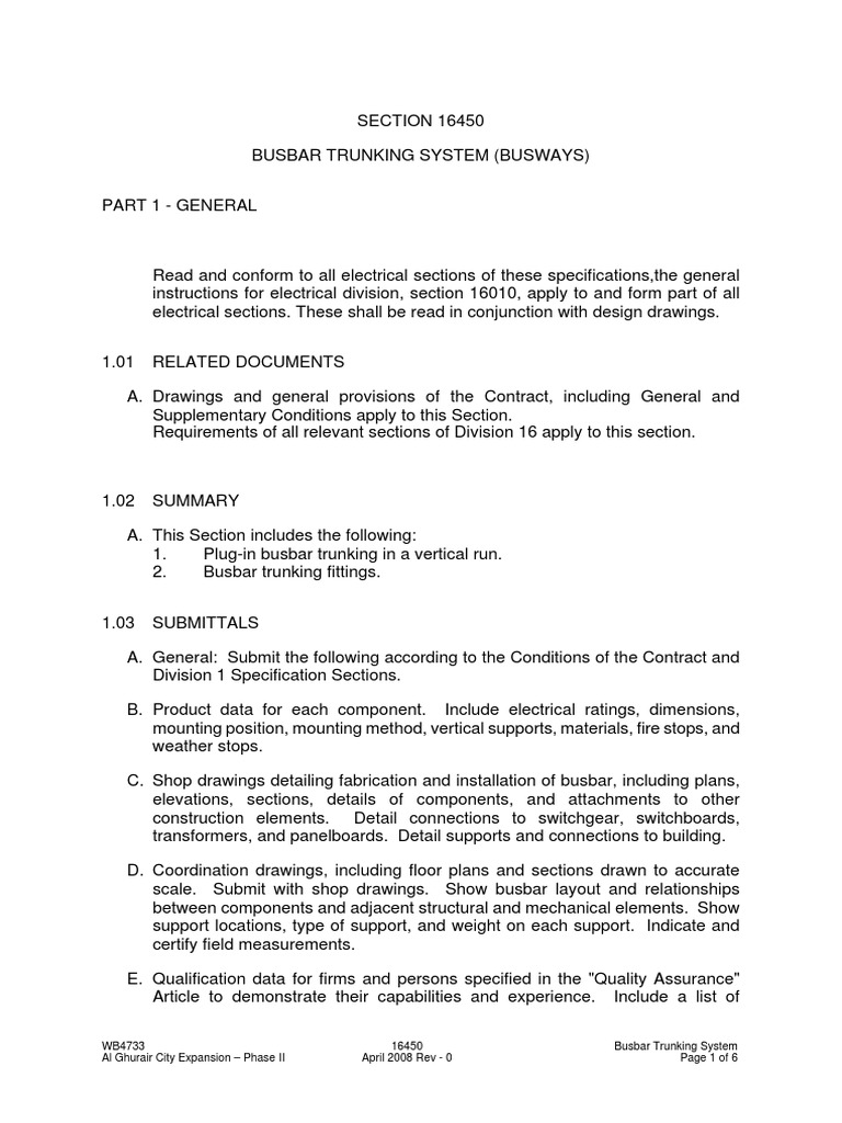 Busbar Trunking System (Busways) | PDF | Industries | Electrical ...