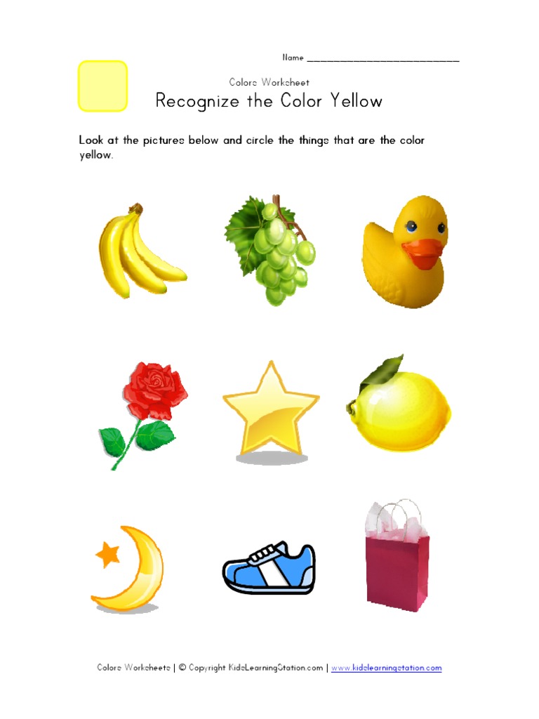 Color Yellow Recognition | PDF | Career & Growth | Language Arts ...