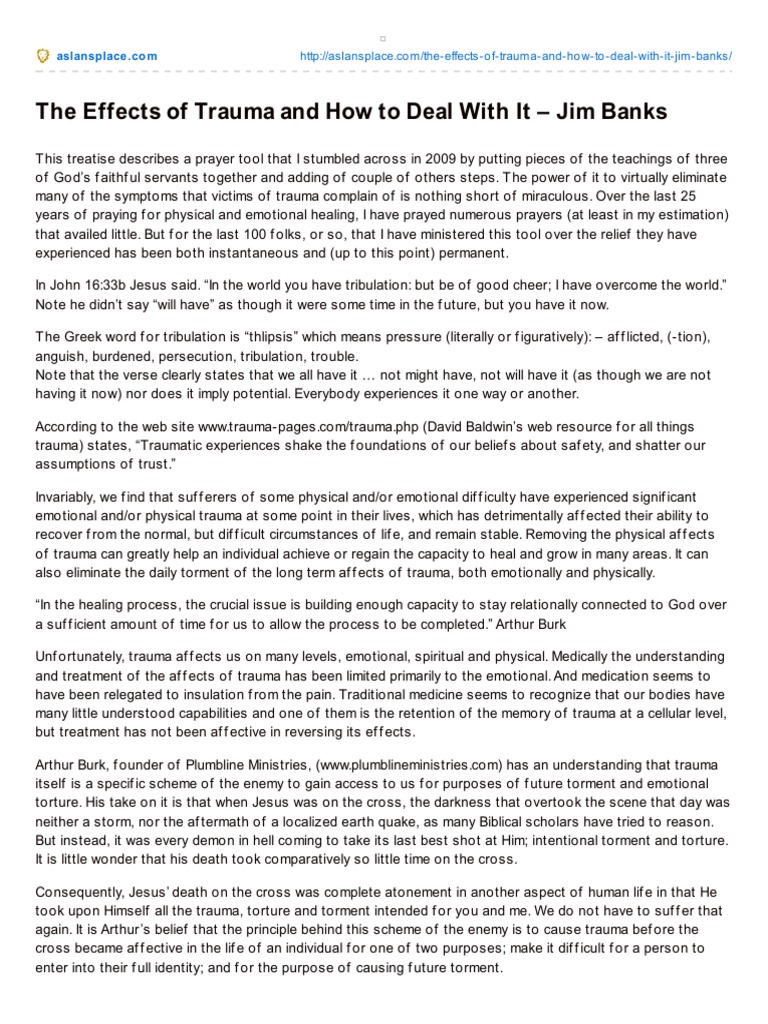 Trauma Prayer Insights by Jim Banks | PDF | Psychological Trauma ...