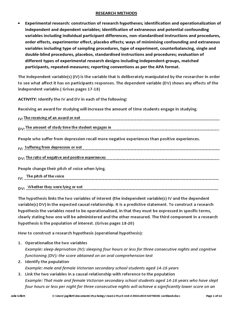 Research Methods Workbook | PDF | P Value | Psychology