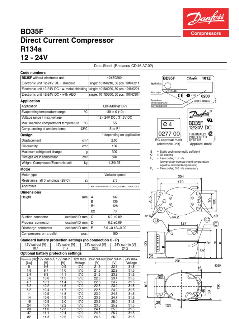 Danfoss BD35F Compressor | PDF | Manufactured Goods | Electromagnetism