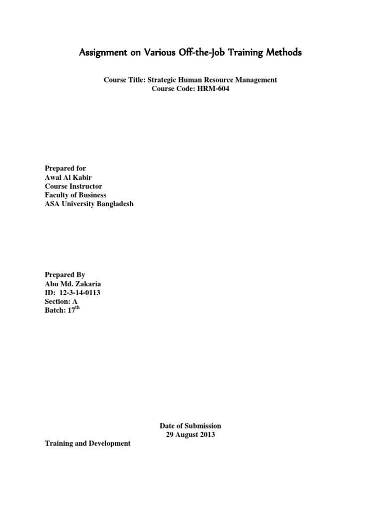 Off The Job Training Methods. | PDF | Apprenticeship | Lecture