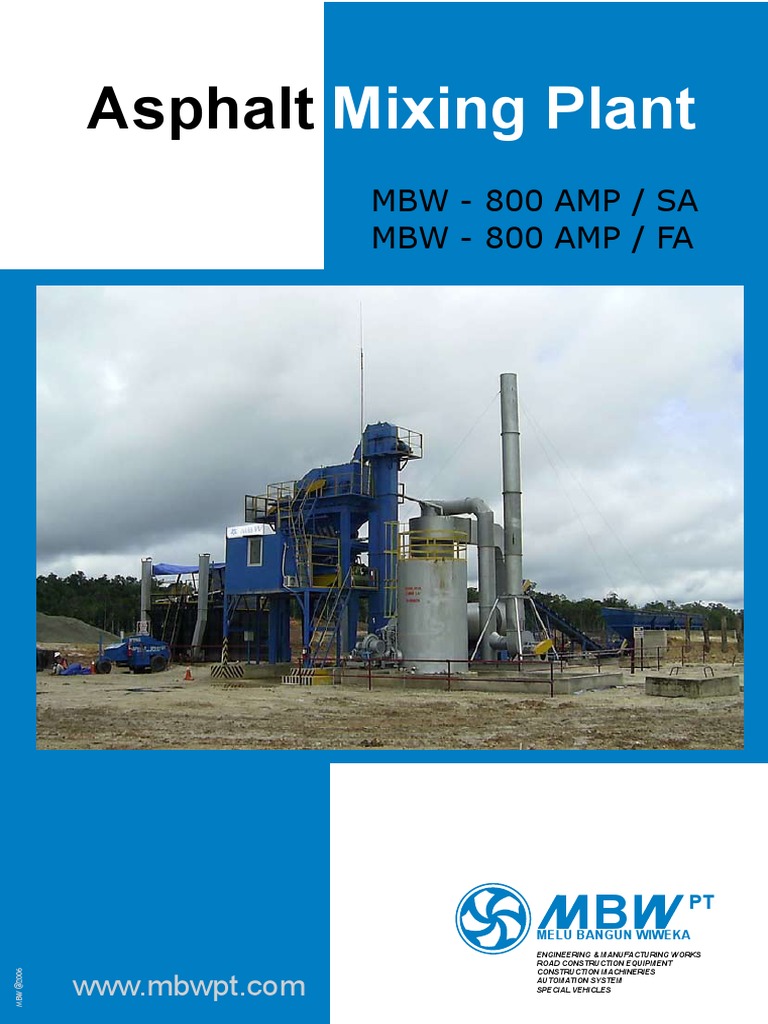 MBW-800 Asphalt Mixing Plant Overview | PDF | Engines | Elevator