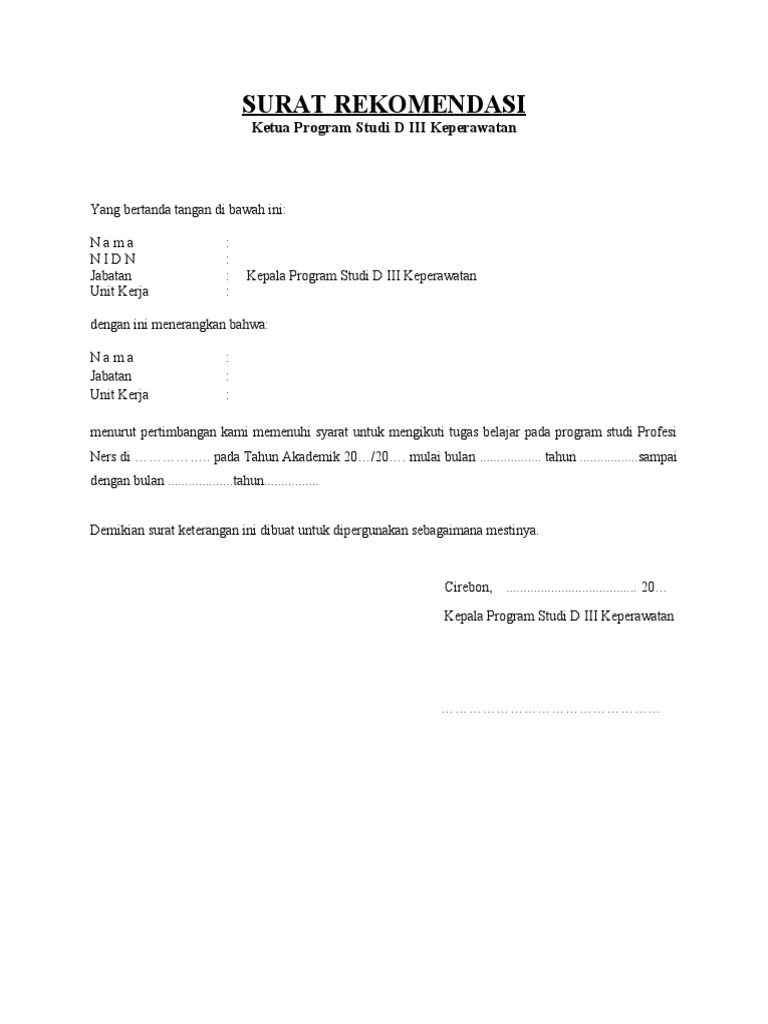 Surat Rekomendasi Atasan Langsung | PDF