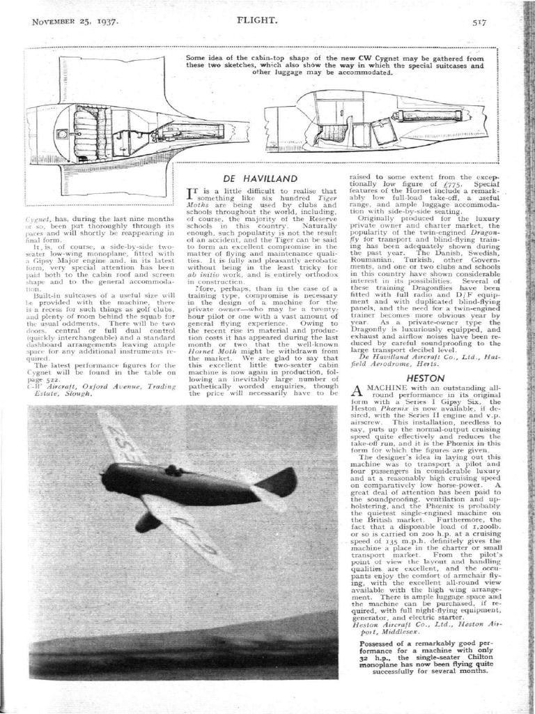 De Havilland: 25, 1937. FLIGHT. 517 | PDF | Aircraft Configurations ...