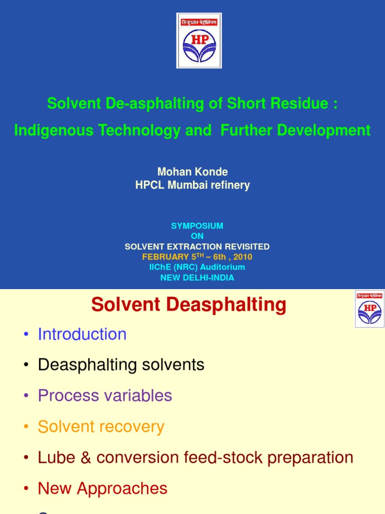 Solvent Deasphalting PPT Final - 1 | PDF | Cracking (Chemistry) | Oil ...