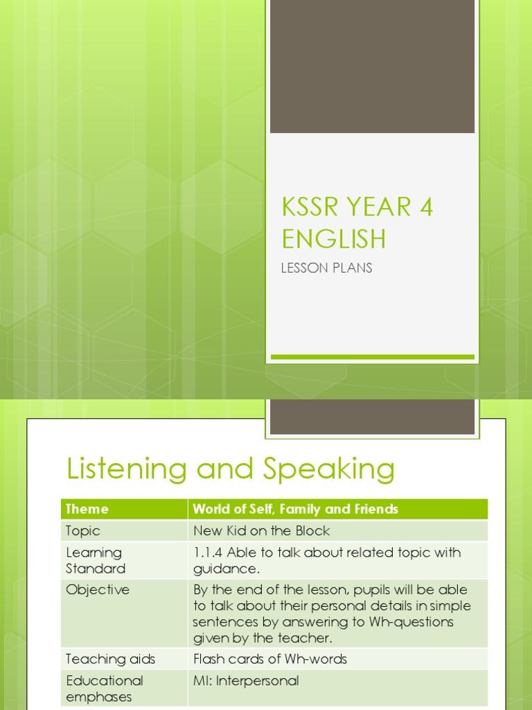 Year 4 English Lesson Plans: Family & Friends | PDF | Question | Lesson ...
