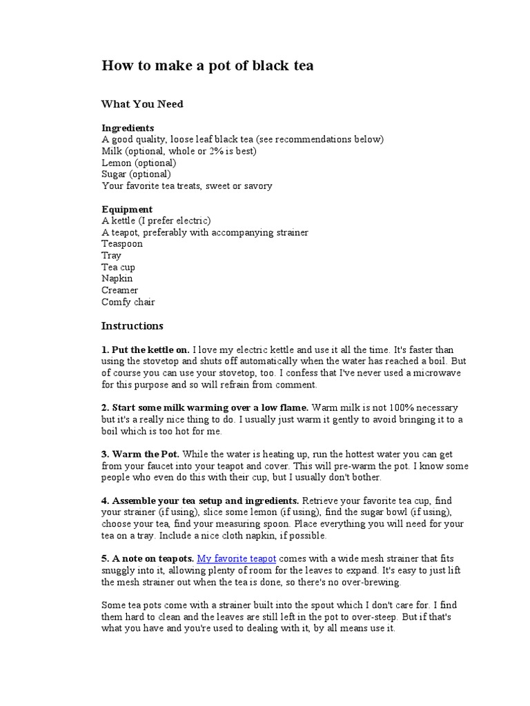 How to Brew the Perfect Cup of Black Tea: A Step-by-Step Guide | PDF ...