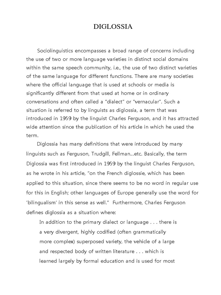 Diglossia - Sociolinguistics | PDF | Dialectology | Linguistics
