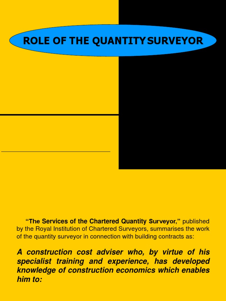 Role of The Quantity Surveyor | PDF | General Contractor | Architect
