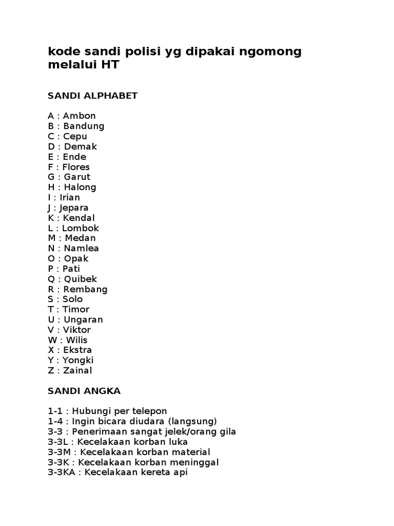 Kode Sandi Polisi untuk HT | PDF