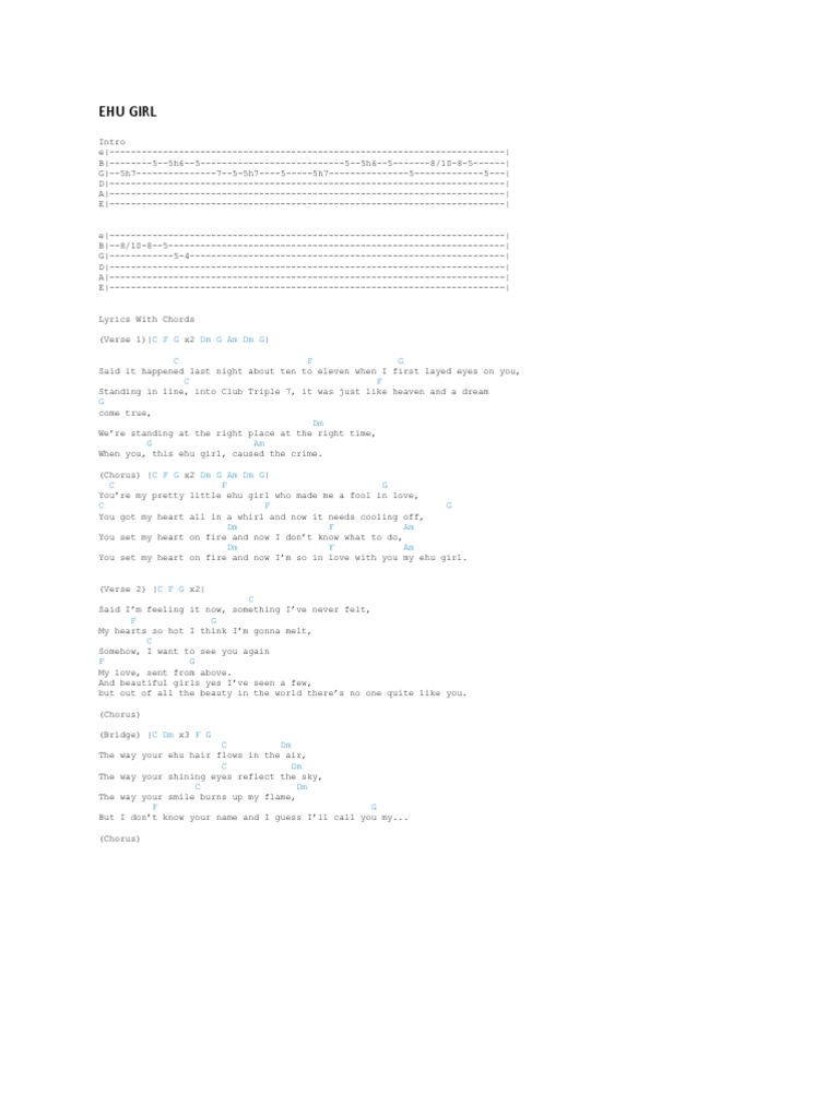 Ehu Girl | PDF | Song Structure | Songs