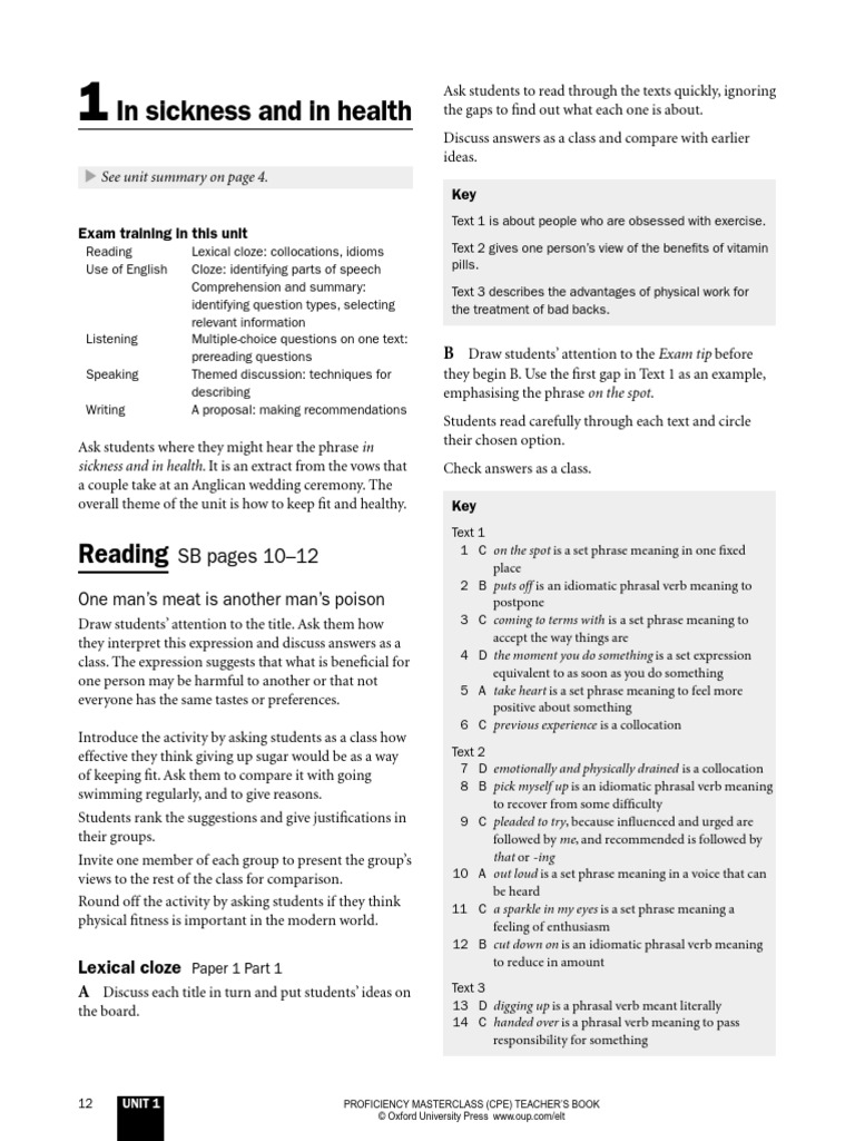 In Sickness and in Health: Reading | PDF | Idiom | Reading Comprehension