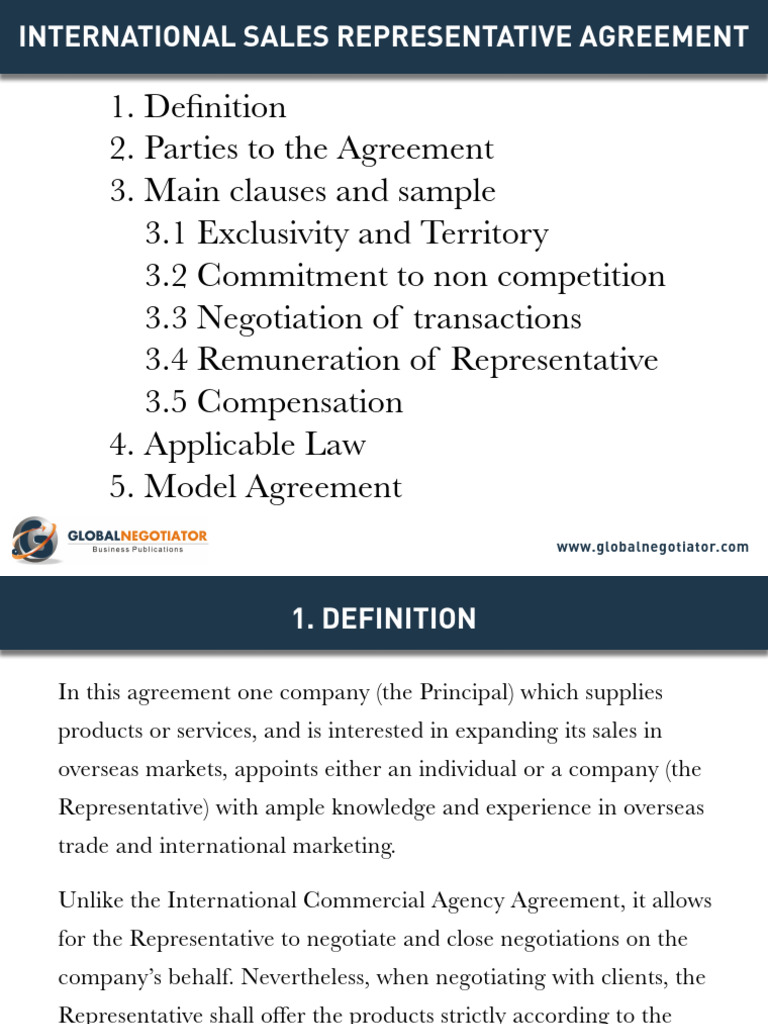 International Sales Representative Agreement Sample | PDF | Virtue ...