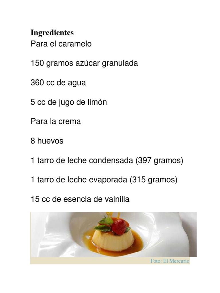 Crema Volteada | PDF | Crema | Caramelo