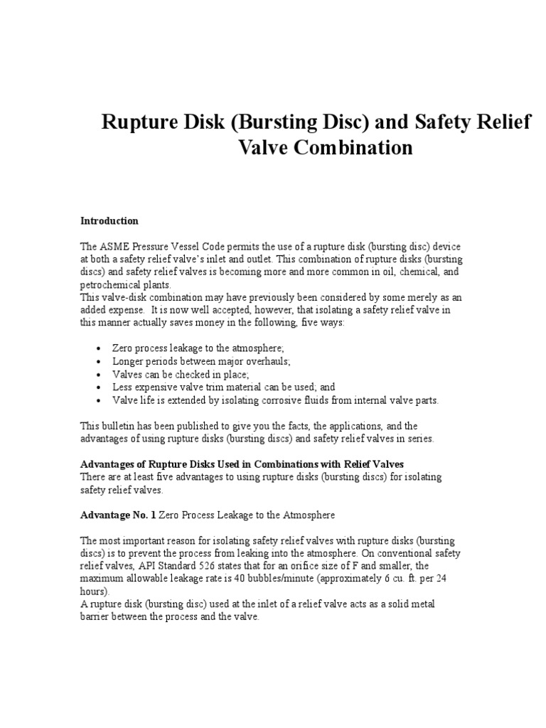 Rupture Disk and Safety Valve Benefits | PDF | Valve | Phases Of Matter