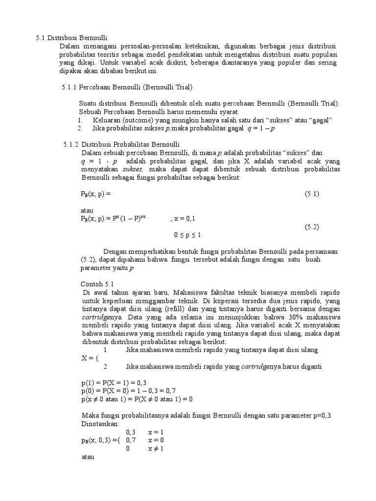 BAB 5 - Distribusi Teoritis Variabel Acak Diskrit | PDF | Metode ...