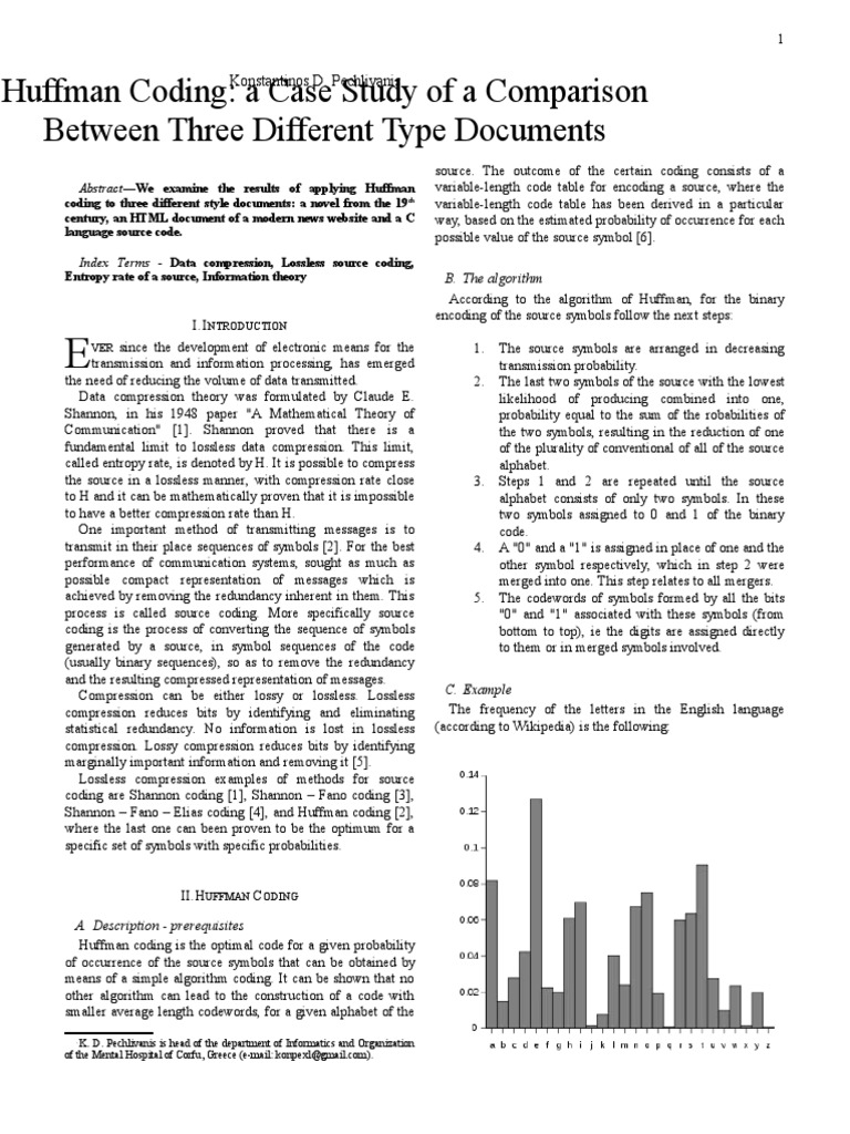 Huffman Coding: A Case Study of A Comparison Between Three Different Type Documents | PDF | Data ...
