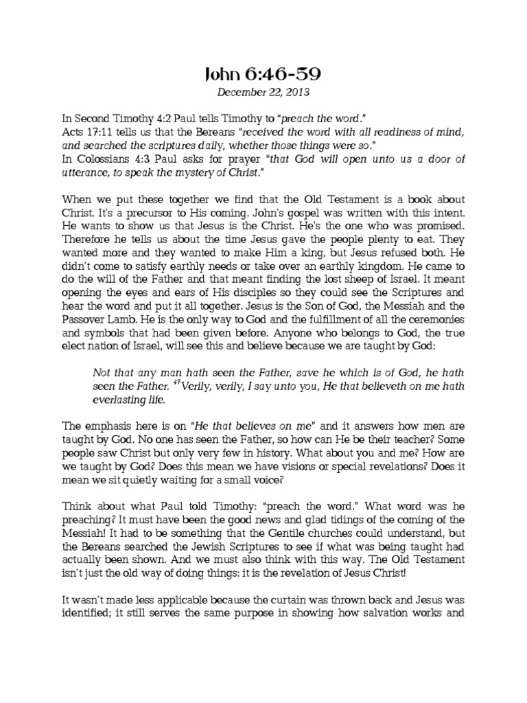 John 6:46-59 | PDF | Gospel Of John | Jesus