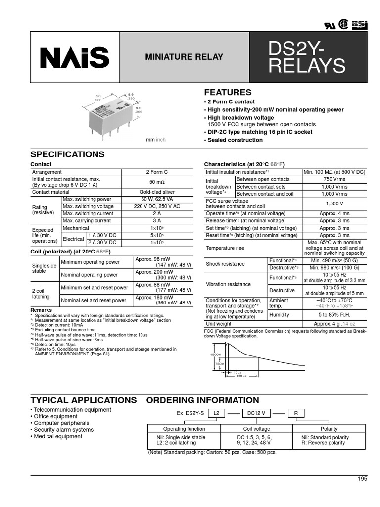 Data Sheet | Relay | Switch